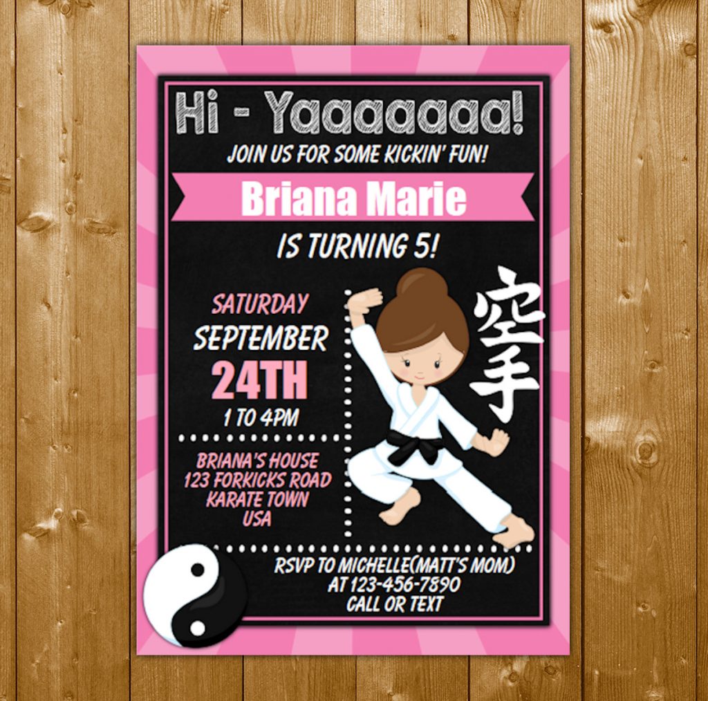 Homemade Karate Invitations