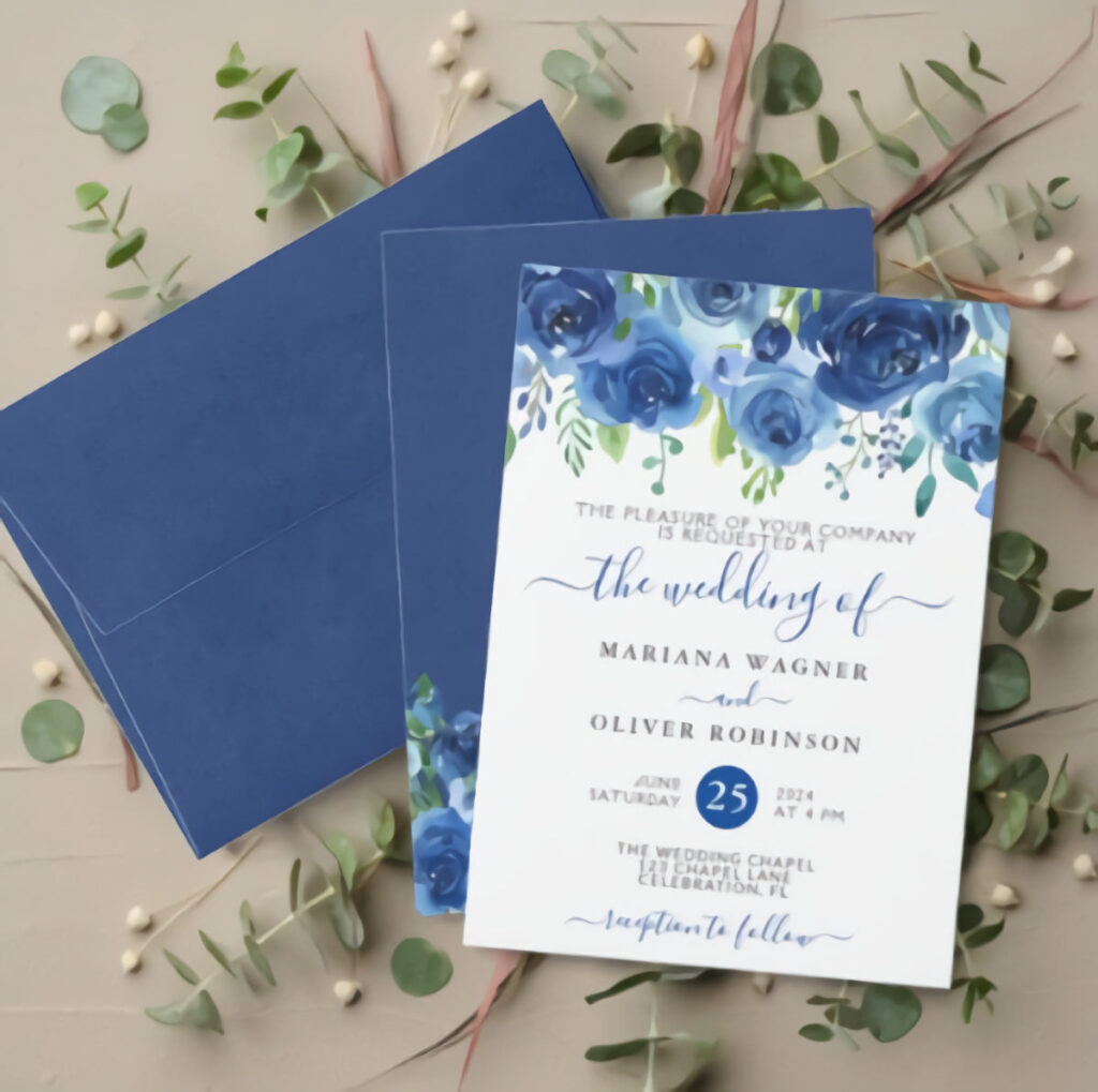 Navy Blue Wedding Invitation Suite, Supplies and Ideas | WittyPrintables