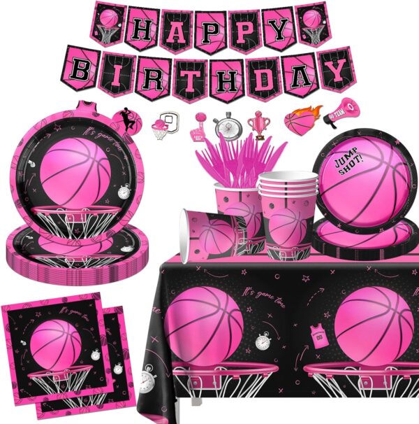 Girls Basketball Birthday Party Supplies | WittyPrintables